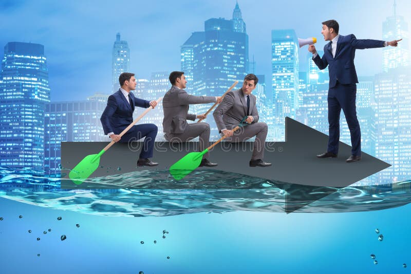 The Teamwork Concept with Businessmen on Boat Stock Photo - Image of ...