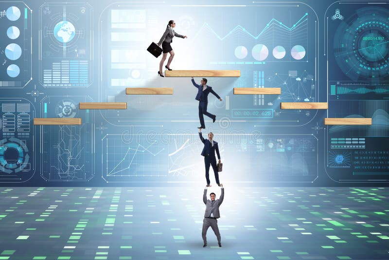 Teamwork Concept with Businessmen Helping Each Other Stock Illustration ...