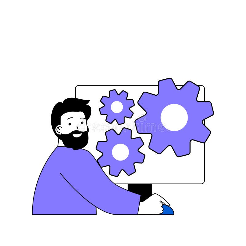 Teamwork Concept with Cartoon People in Flat Design for Web. Vector ...
