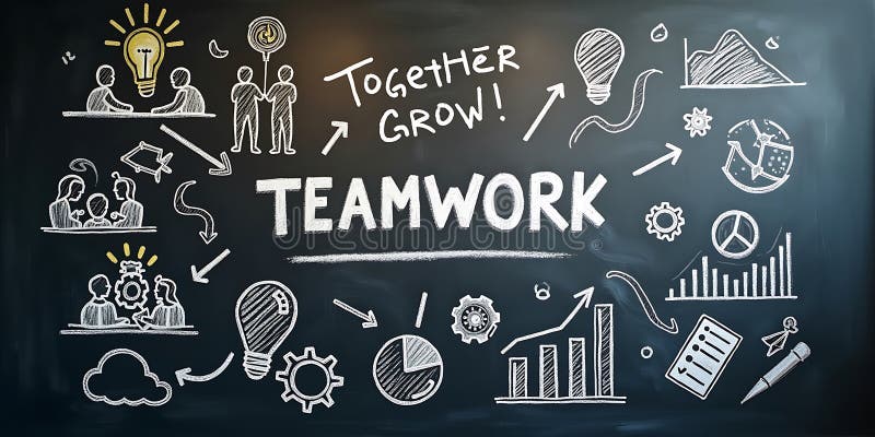 Business Teamwork and Communication Concept on Blackboard Illustration ...