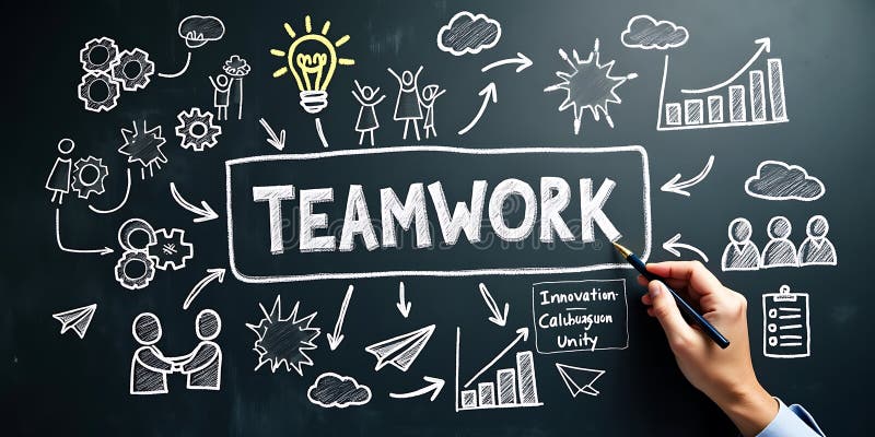 Hand-Drawn Business Process Flow on Chalkboard for Team Efficiency ...