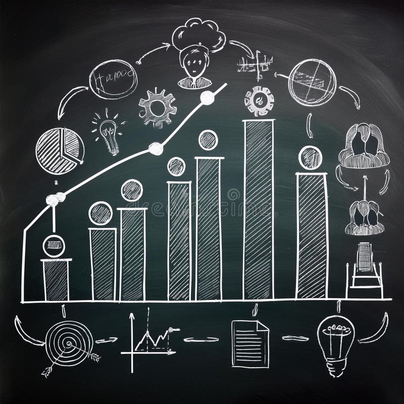 Teamwork Concept Chart with Business Elements Hand Drawn on Blackboard ...