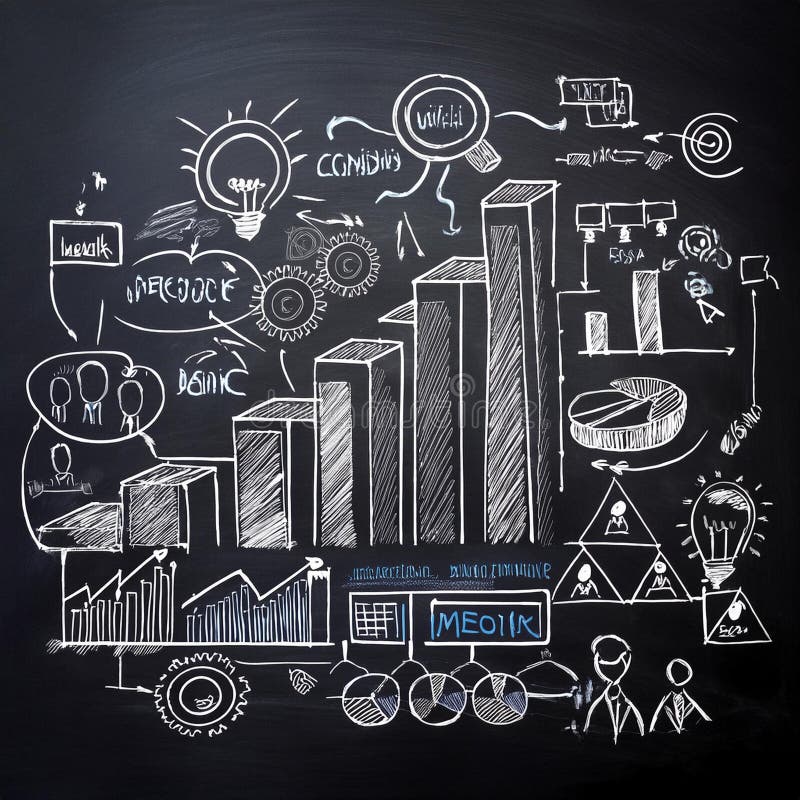 Teamwork Concept Chart with Business Elements Hand Drawn on Blackboard ...