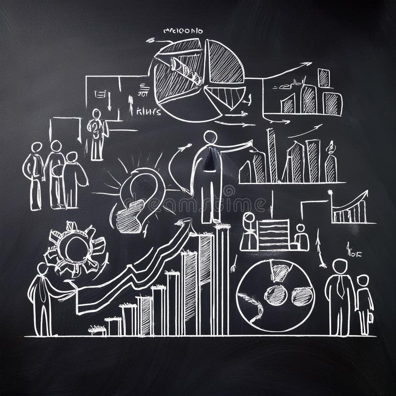 Teamwork Concept Chart with Business Elements Hand Drawn on Blackboard ... Teamwork Concept Chart with Business Elements Hand Drawn on Blackboard ...