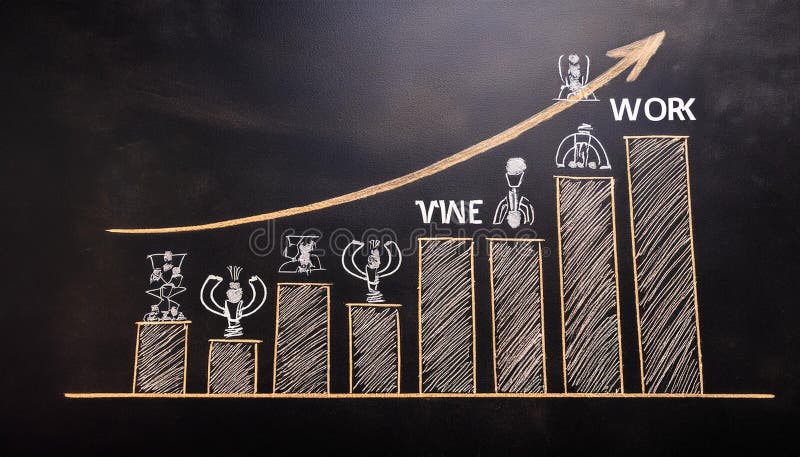 Teamwork Concept Chart with Business Elements Hand Drawn on Blackboard ...