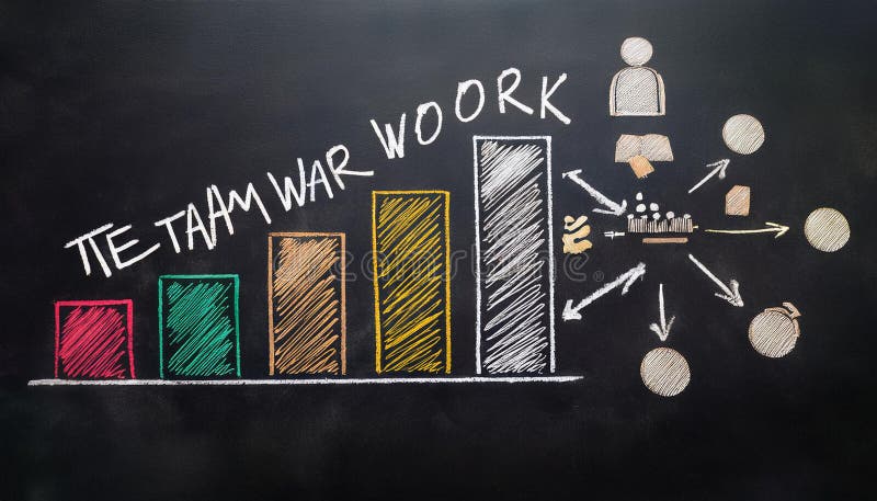 Teamwork Concept Chart with Business Elements Hand Drawn on Blackboard ... Teamwork Concept Chart with Business Elements Hand Drawn on Blackboard ...