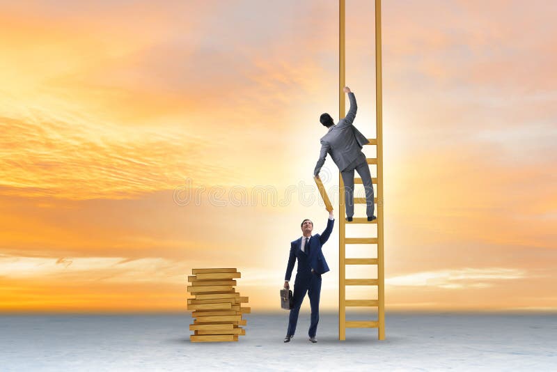 Teamwork Concept with Colleagues Helping Each Other Stock Illustration ...