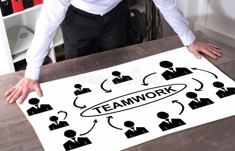 Teamwork concept on a desk stock image. Image of team - 256910965
