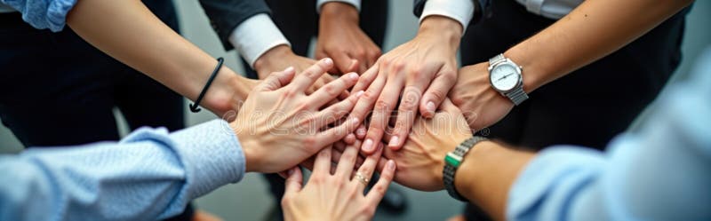 Teamwork Concept. Diverse Group Putting Hands Together in Circle ...