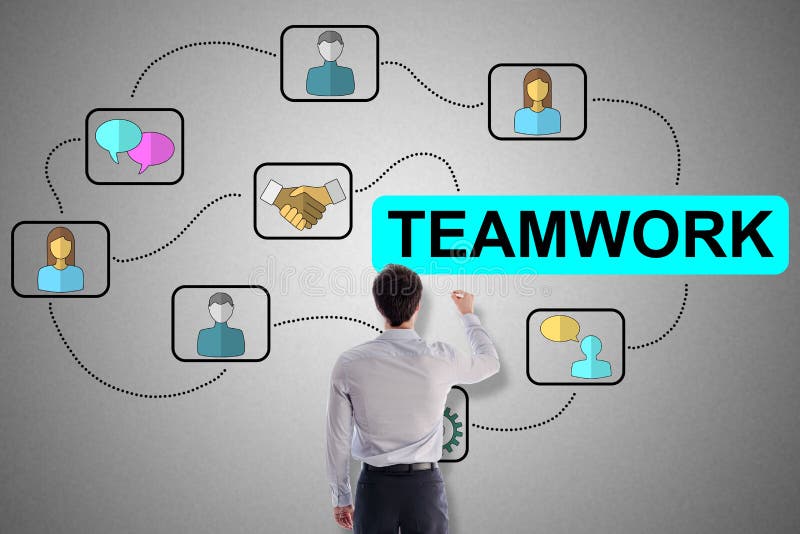 Teamwork Concept Drawn by a Man Stock Photo - Image of person, strategy ...