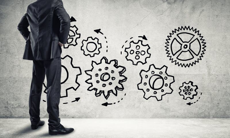 Teamwork Concept Drawn on Wall Stock Photo - Image of efficiency ...