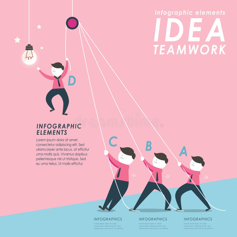 Teamwork Concept Flat Design Stock Illustration - Illustration of ...