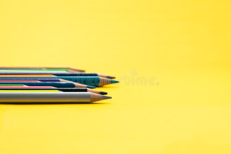 Teamwork Concept. Group of Color Pencil on Yellow Background Stock ... Teamwork Concept. Group of Color Pencil on Yellow Background Stock ...
