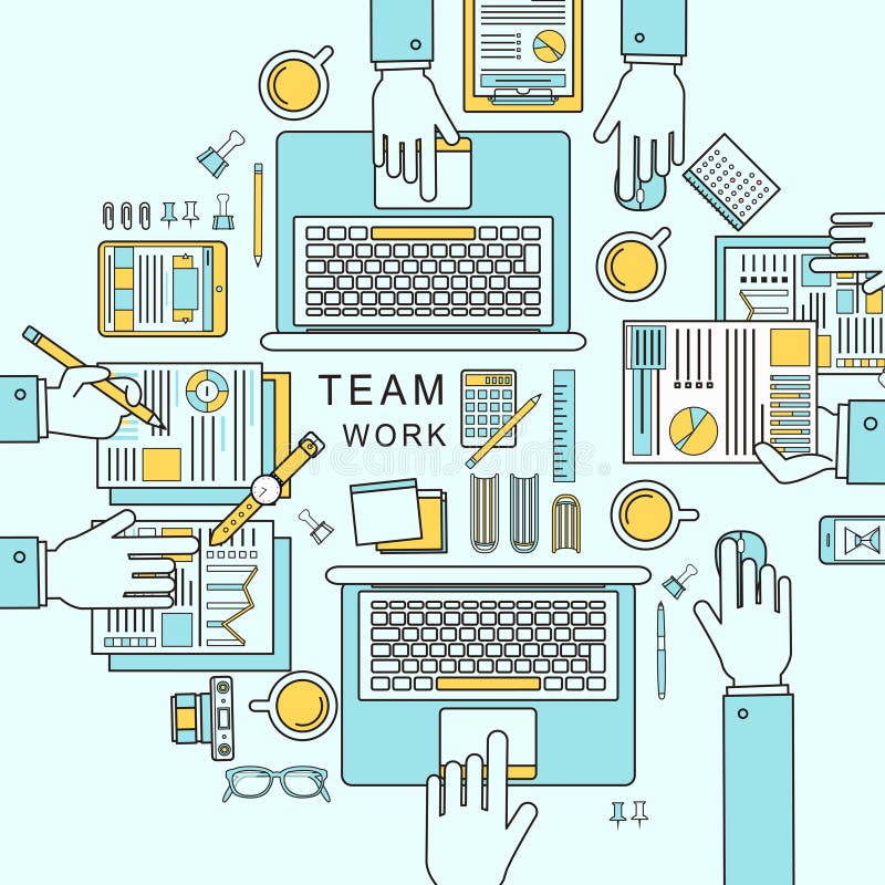 Teamwork Landing Page. People Working with Diagrams. Data Analysis and ...