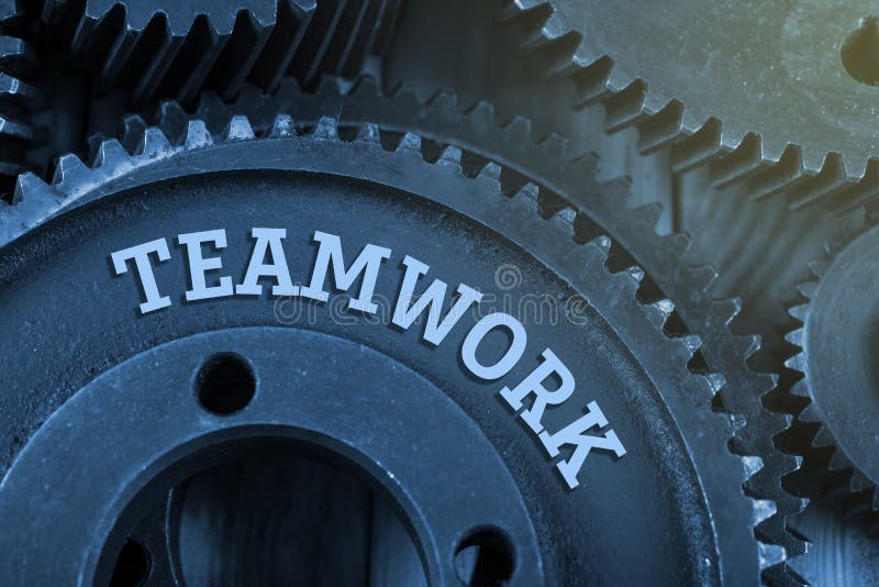 Teamwork Concept with Industrial Gears Closeup View Stock Photo - Image ...