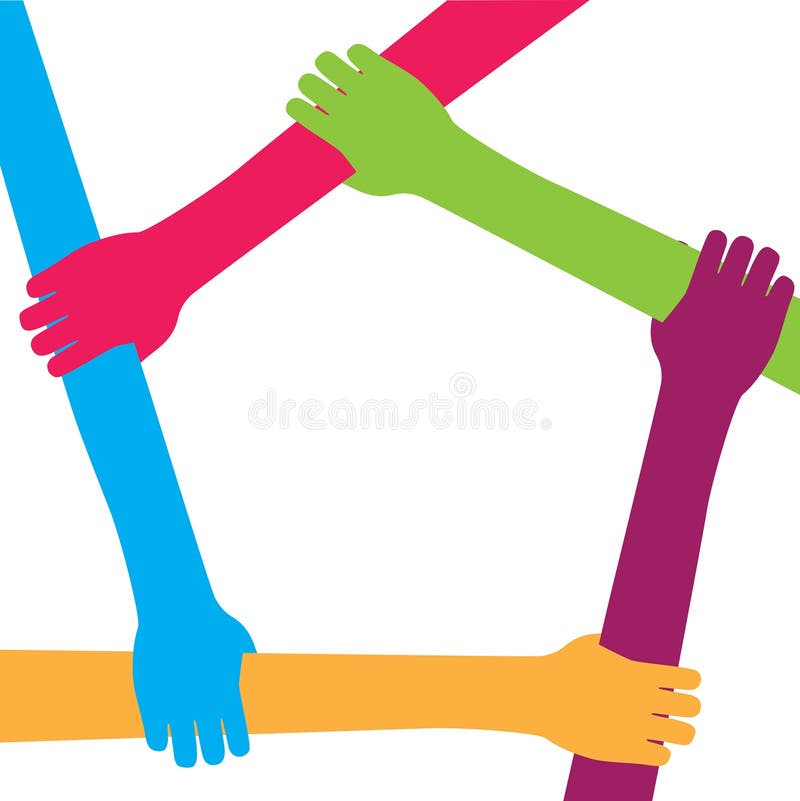 Teamwork Concept - Joined Holding Hands of Different People in Star ...
