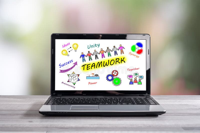 Teamwork Concept on a Laptop Screen Stock Photo - Image of cooperation ...
