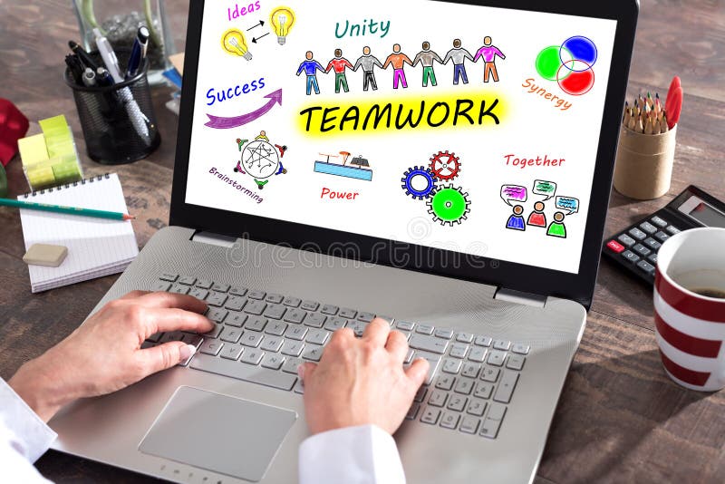 Teamwork Concept on a Laptop Screen Stock Photo - Image of union ...