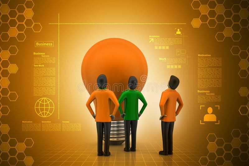 Teamwork Concept with Light Bulb Stock Illustration - Illustration of ...