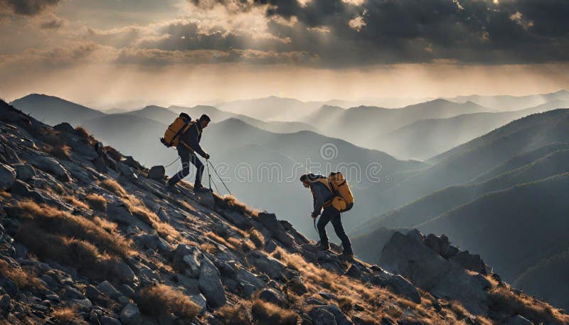 Teamwork Concept with Man Helping Friend Reach Stock Illustration ...
