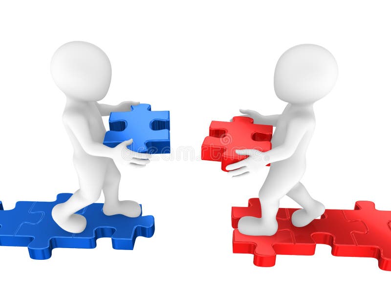 Teamwork Concept. People Build the Bridge of Puzzles. Stock ...