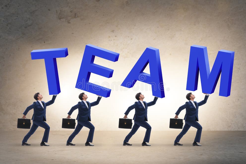 Teamwork Concept with People Carrying Team Letters Stock Image - Image ...