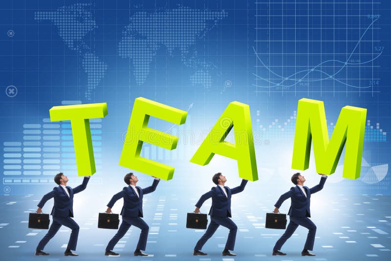 Teamwork Concept with People Carrying Team Letters Stock Image - Image ...
