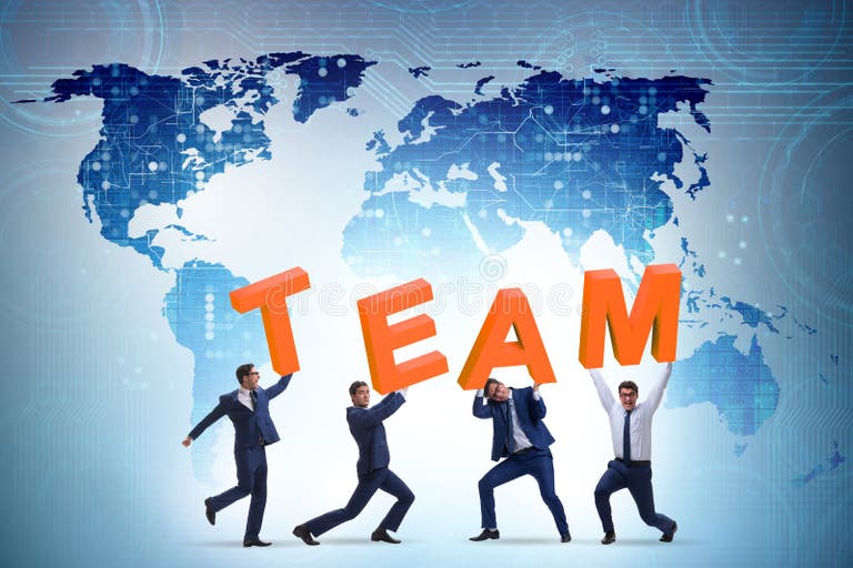 Teamwork Concept with People Carrying Team Letters Stock Image - Image ...