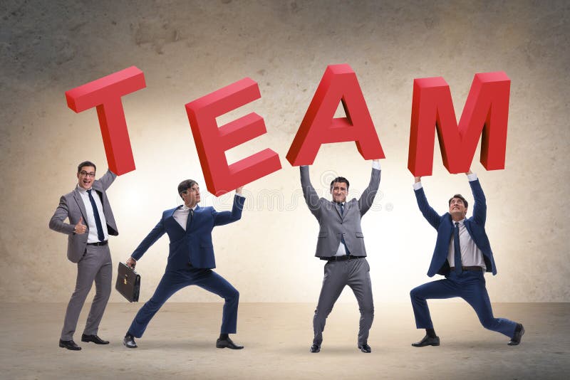 Teamwork Concept with People Carrying Team Letters Stock Photo - Image ...