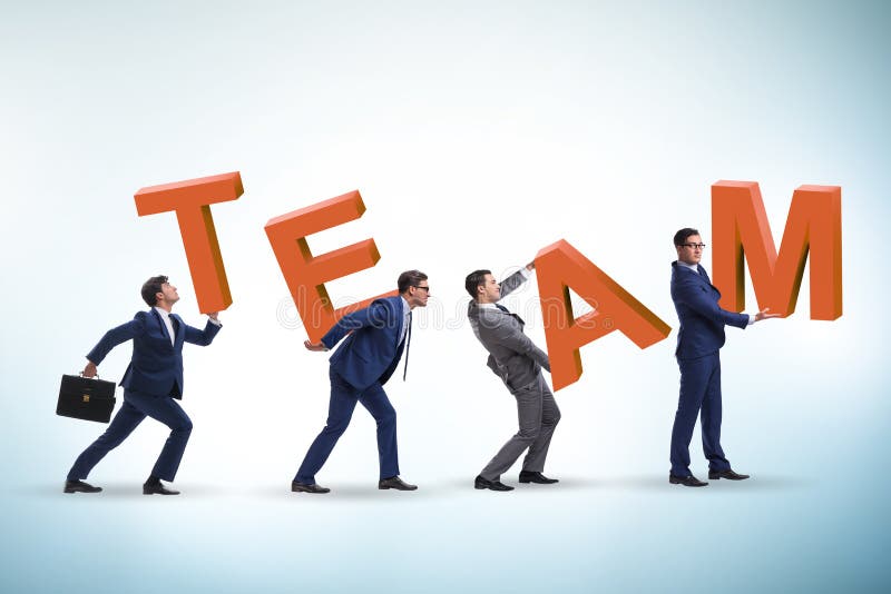 Teamwork Concept with People Carrying Team Letters Stock Image - Image ...