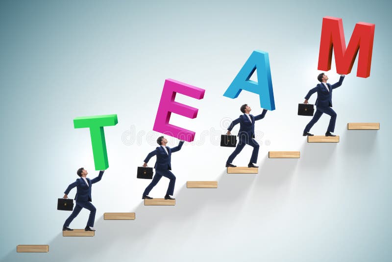 Teamwork Concept with People Carrying Team Letters Stock Image - Image ...