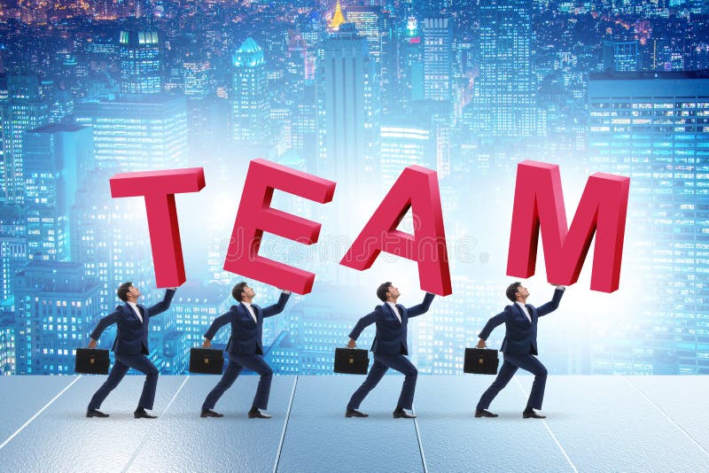Teamwork Concept with People Carrying Team Letters Stock Photo - Image ...