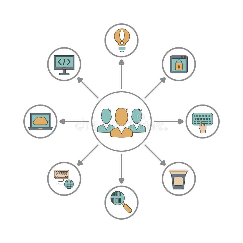 Teamwork Concept with People Stock Vector - Illustration of coding ...