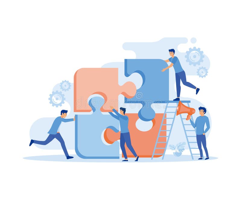 Teamwork Concept. People Connecting Puzzle Elements Stock Vector ...
