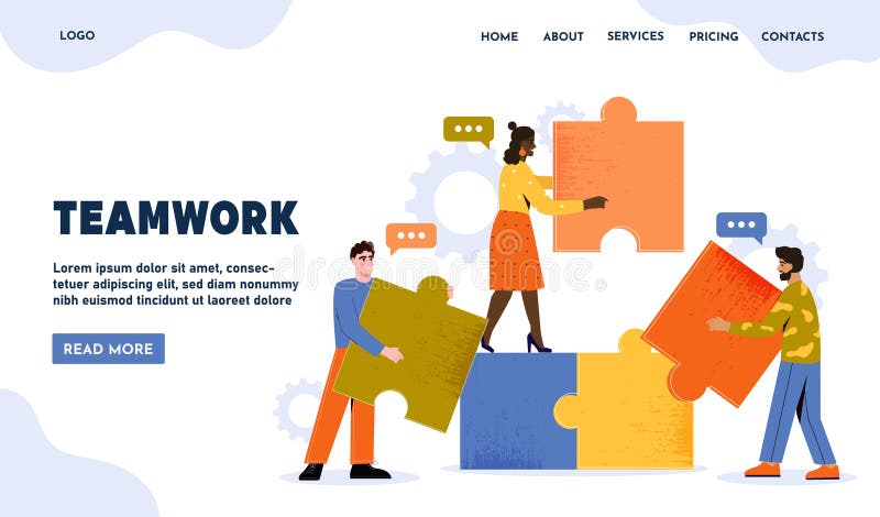 Teamwork Concept with Puzzle Pieces. Vector Illustration Stock Vector ...