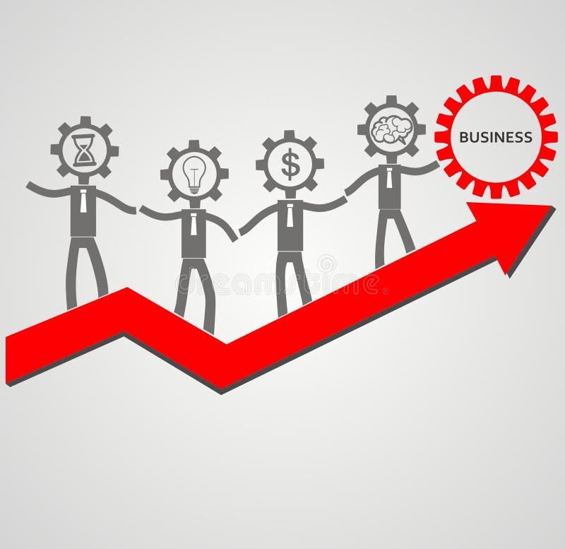 Teamwork Concept - an Employee Raises a Puzzles on a Rope Stock Vector ...