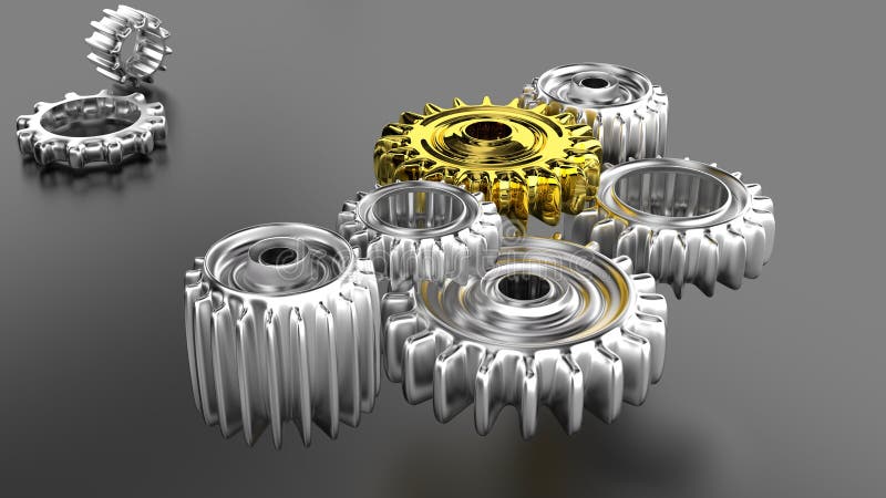 Teamwork Concept : Shiny Chrome Gears Stock Illustration - Illustration ...