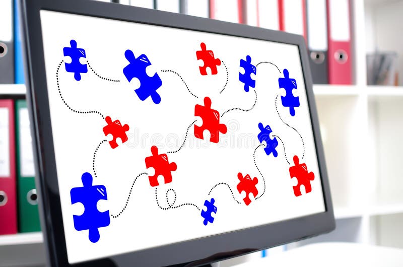 Teamwork Concept on a Computer Screen Stock Photo - Image of network ...