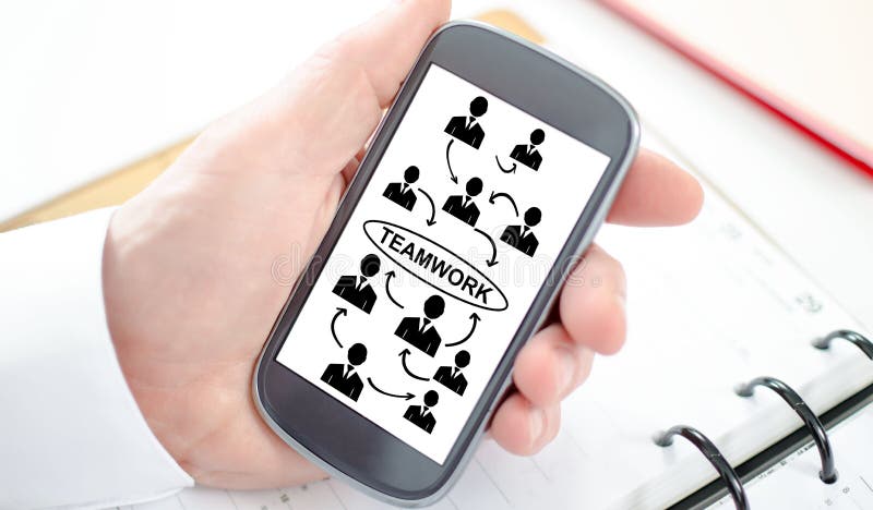 Teamwork Concept on a Smartphone Stock Image - Image of team, phone ...