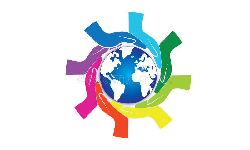 Colorful Hands Around of World and World Help Concept Stock Vector ...