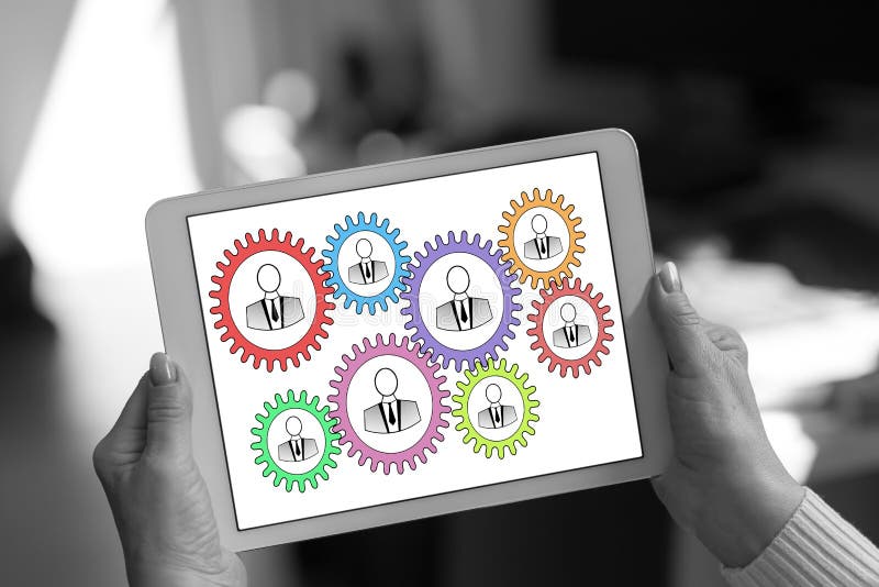 Teamwork Concept on a Tablet Stock Image - Image of together, tablet ...