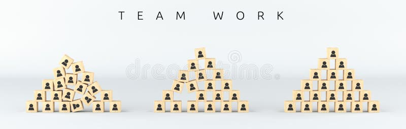 Teamwork Concept of Wooden Blocks in 3D Stock Image - Image of business ...