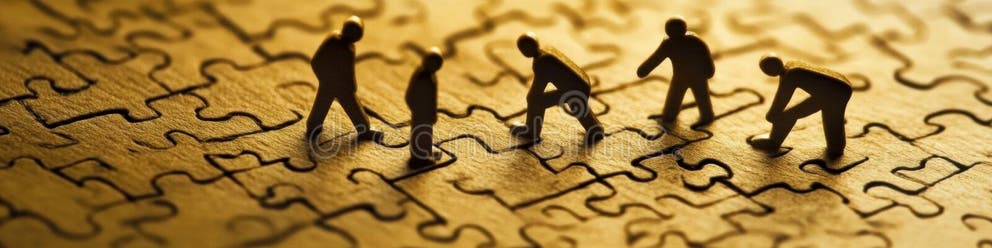 Teamwork Connect Puzzle Solve, People Collaborate on a Puzzle ...