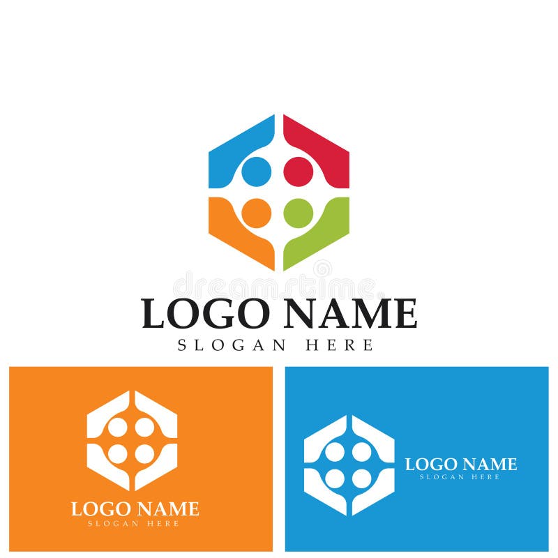 Teamwork Connecting People Hexagon Concept Logo Symbol Icon Vector ...
