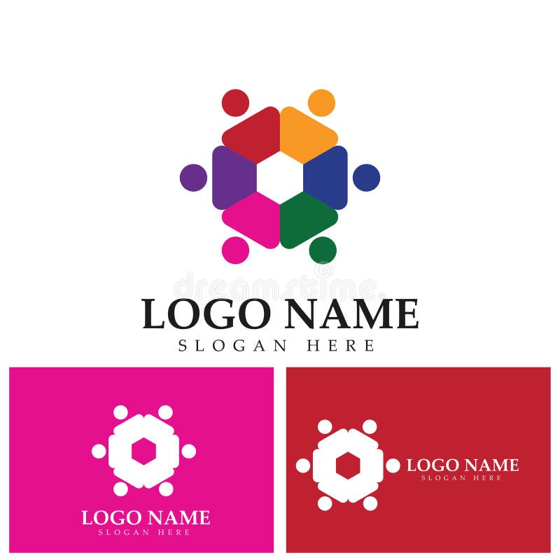Teamwork Connecting People Hexagon Concept Logo Symbol Icon Vector ...