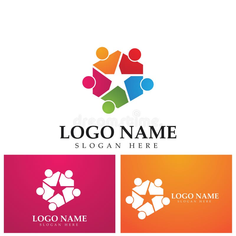 Teamwork Connecting People Hexagon Concept Logo Symbol Icon Vector ...