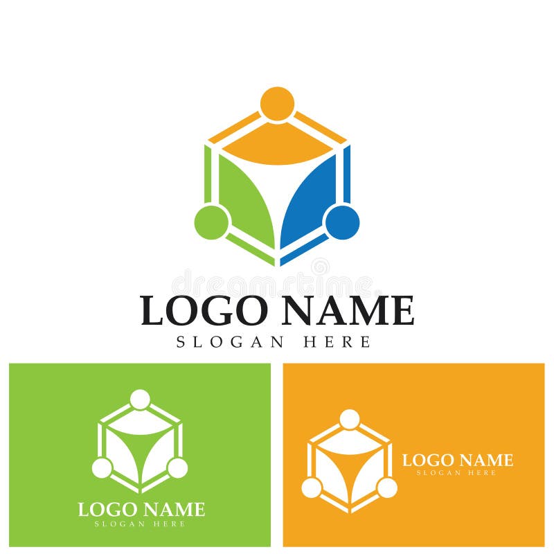 Teamwork Connecting People Hexagon Concept Logo Symbol Icon Vector ...