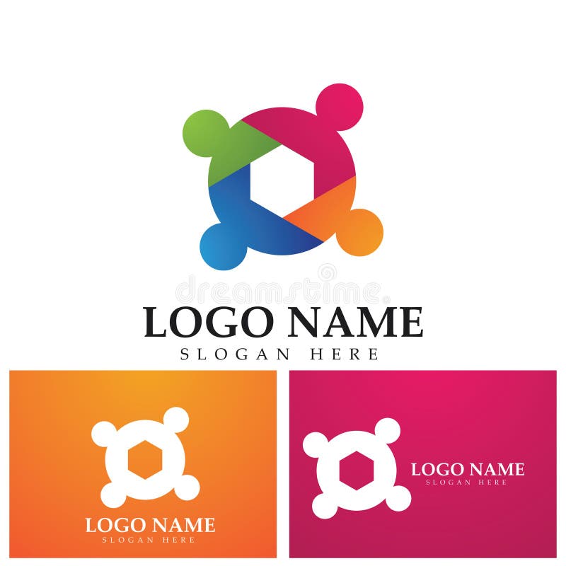Teamwork Connecting People Hexagon Concept Logo Symbol Icon Vector ...