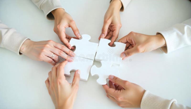 Teamwork Connecting Puzzle Pieces for Business Success and Problem ...