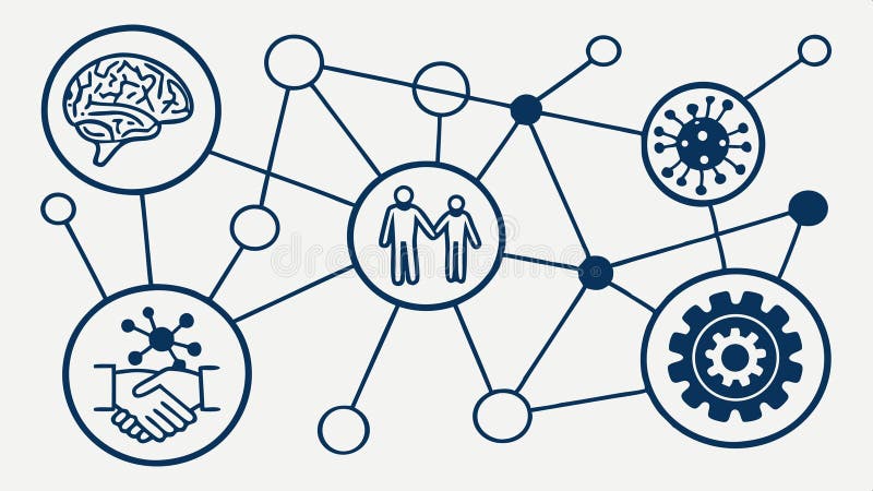 Teamwork and Connection Network Diagram with Diverse People Icons ...